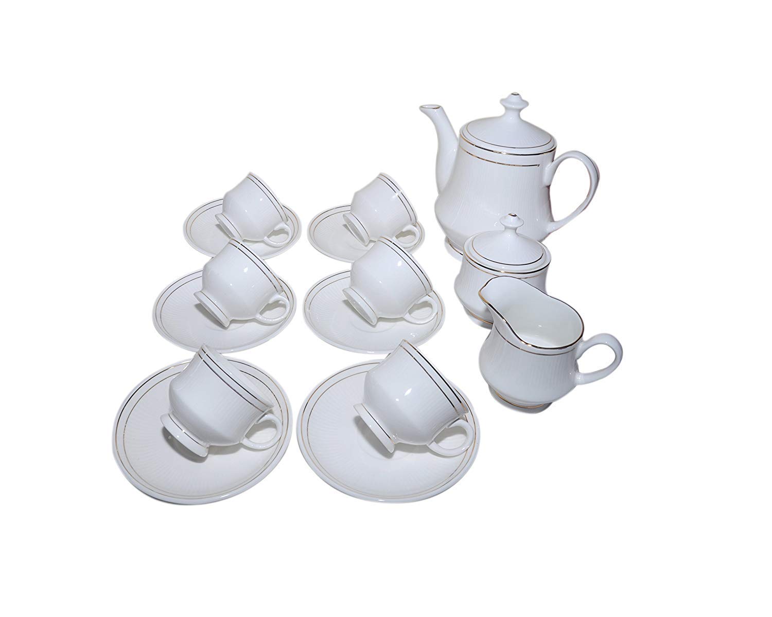 Home-Cart Bone China Tea Set - Pack of 15 / Cup Saucer (Color-White ...