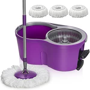 MASTERTOP Spin Mop and Bucket Set, Mop and Bucket with Wringer, Wet and ...