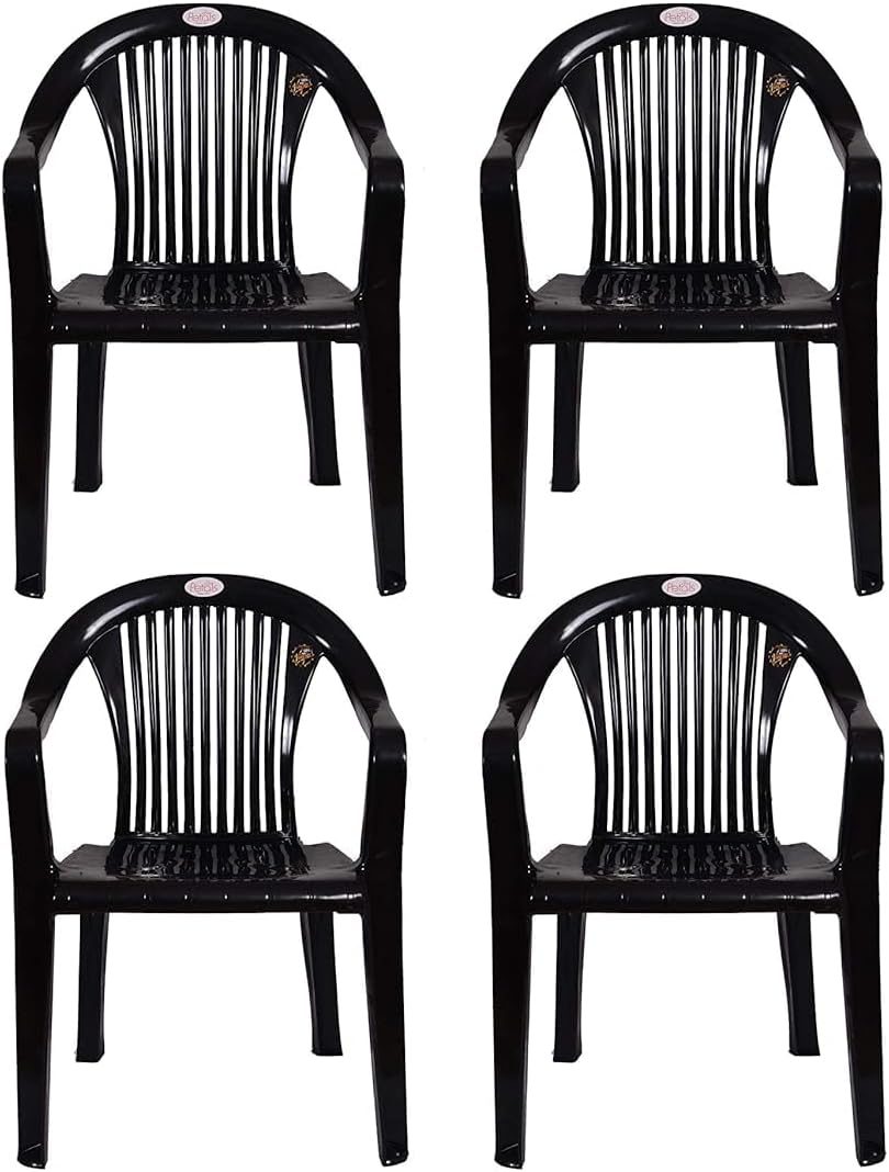 Crysta Fortuner Plastic Chair Set of 4, Stackable Plastic Chair for ...