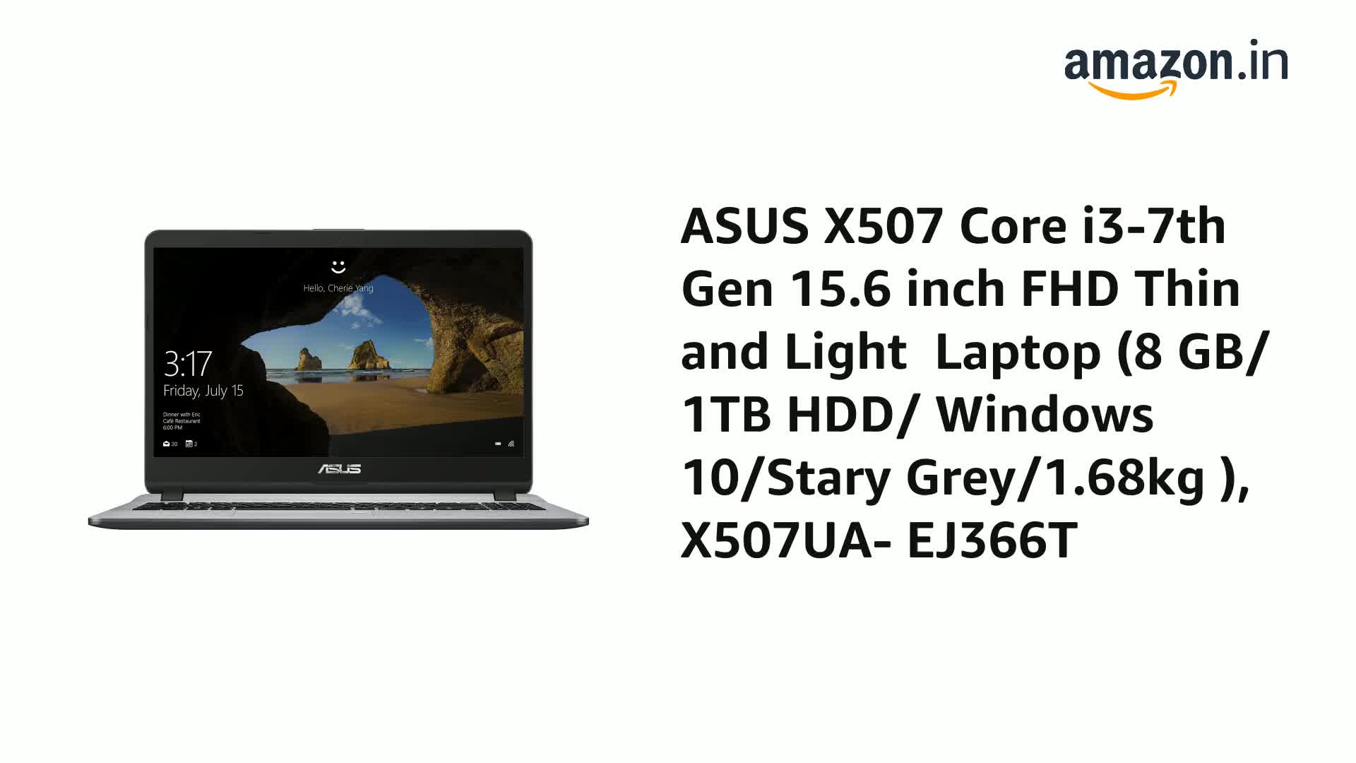 Watch ASUS X507 Core i3-7th Gen 15.6 inch FHD Thin and Light Laptop ﹙8 ...