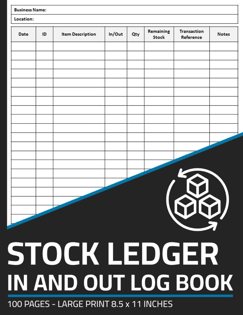 Stock Ledger In and Out Log Book: Inventory Movement Record Logbook ...