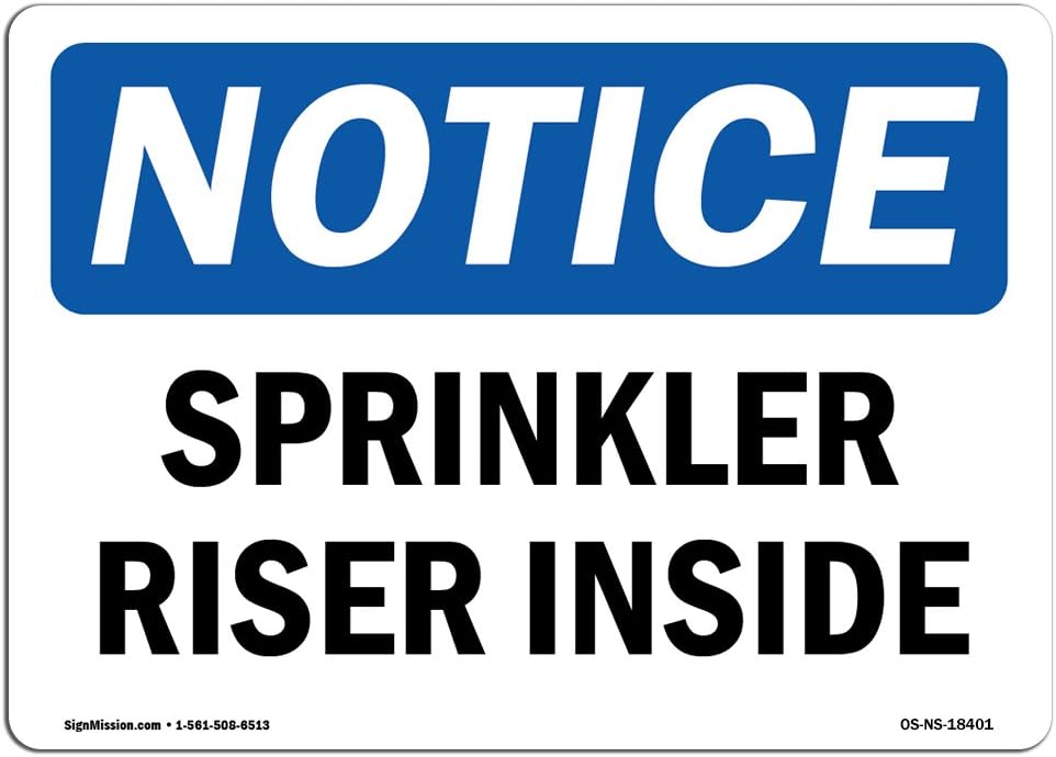 Amazon.com : OSHA Notice Signs - Sprinkler Riser Inside | Vinyl Label ...