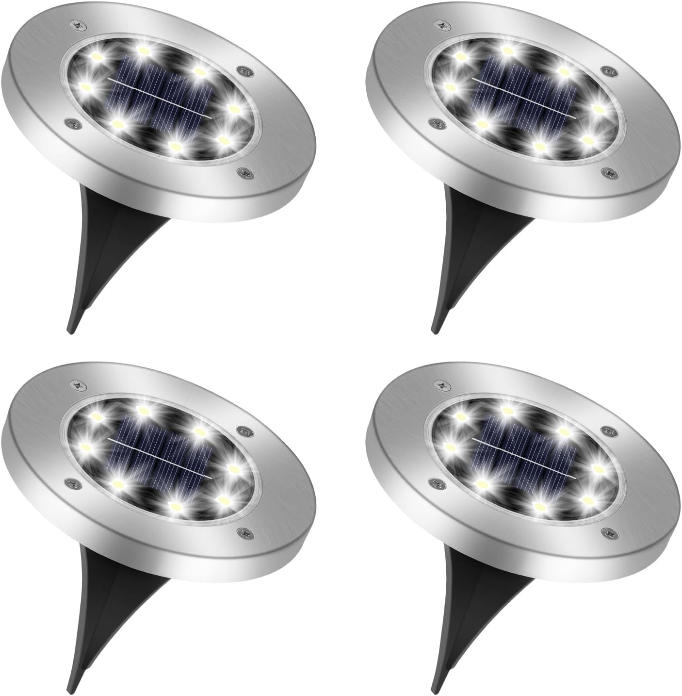 Solar Lights Outdoor Garden 8 LEDs 4 Pack Solar Ground Lights IP65 ...