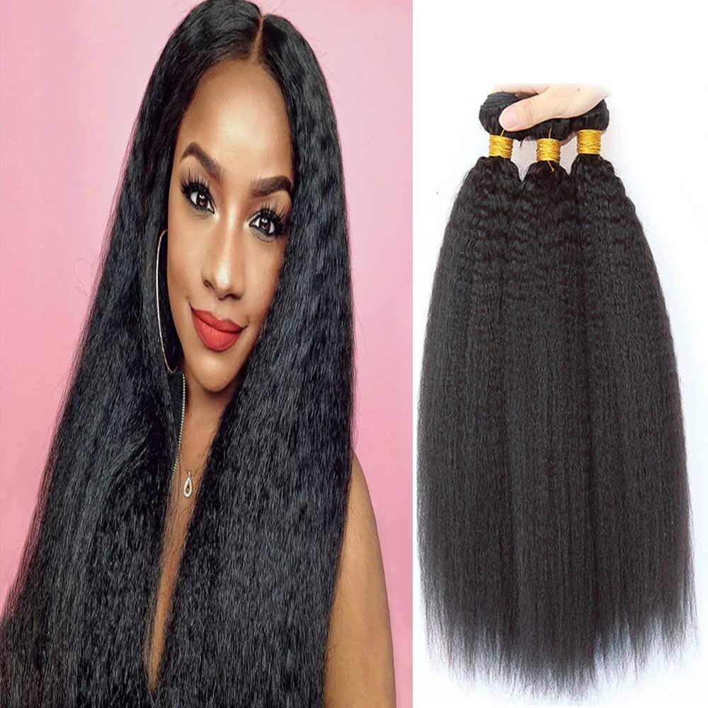 Amazon.com: Yuksoocosh Kinky Straight Human Hair Bundles 18 20 22 inch Brazilian Yaki Straight ...