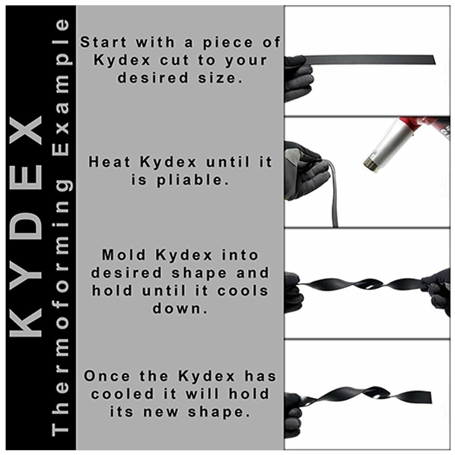 KYDEX T negro 0.040″, 8 x 12 pulgadas nominal (paquete de 2) – Yaxa ...