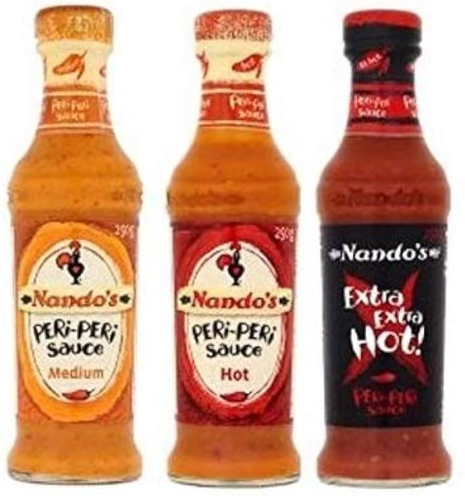 Buy Nando's Piri Piri Sauce Trio - Medium, Hot, Xtra Hot - 125g Each ...