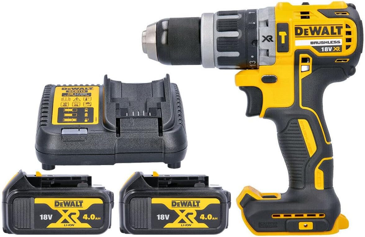 DEWALT DCD796N 18v XR Brushless Compact Combi Drill with 2 x 4.0Ah ...