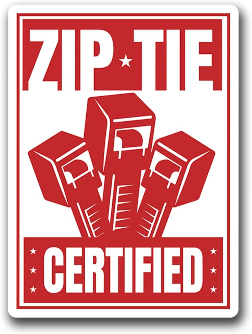 Amazon.com - Zip Tie Certified Sticker Decal - Funny Mechanic ...