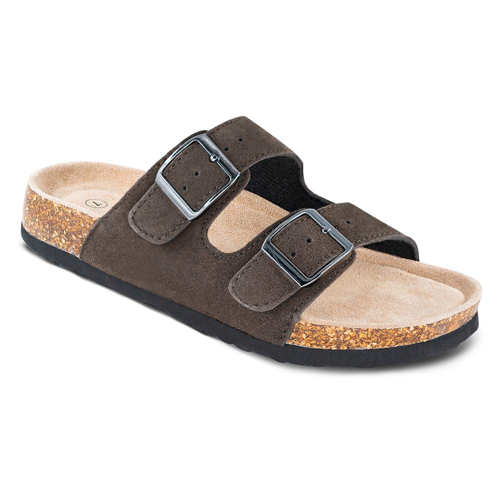 Snapklik.com : TF STAR Womens Arizona Cow Suede Leather Flat Sandals