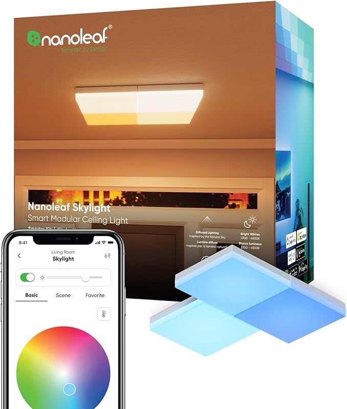 Nanoleaf Smart Ceiling Light, RGBCW LED Ceiling Lights Compatible with ...