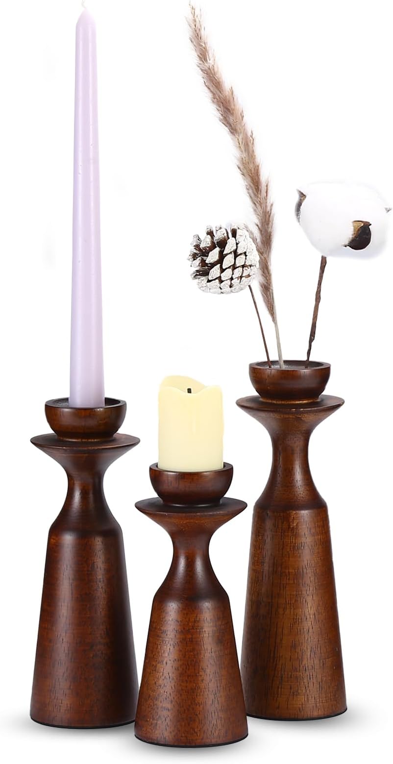 Amazon.com: OLEEK Wooden Candle Holder Set to Suit Any Style of Decor ...