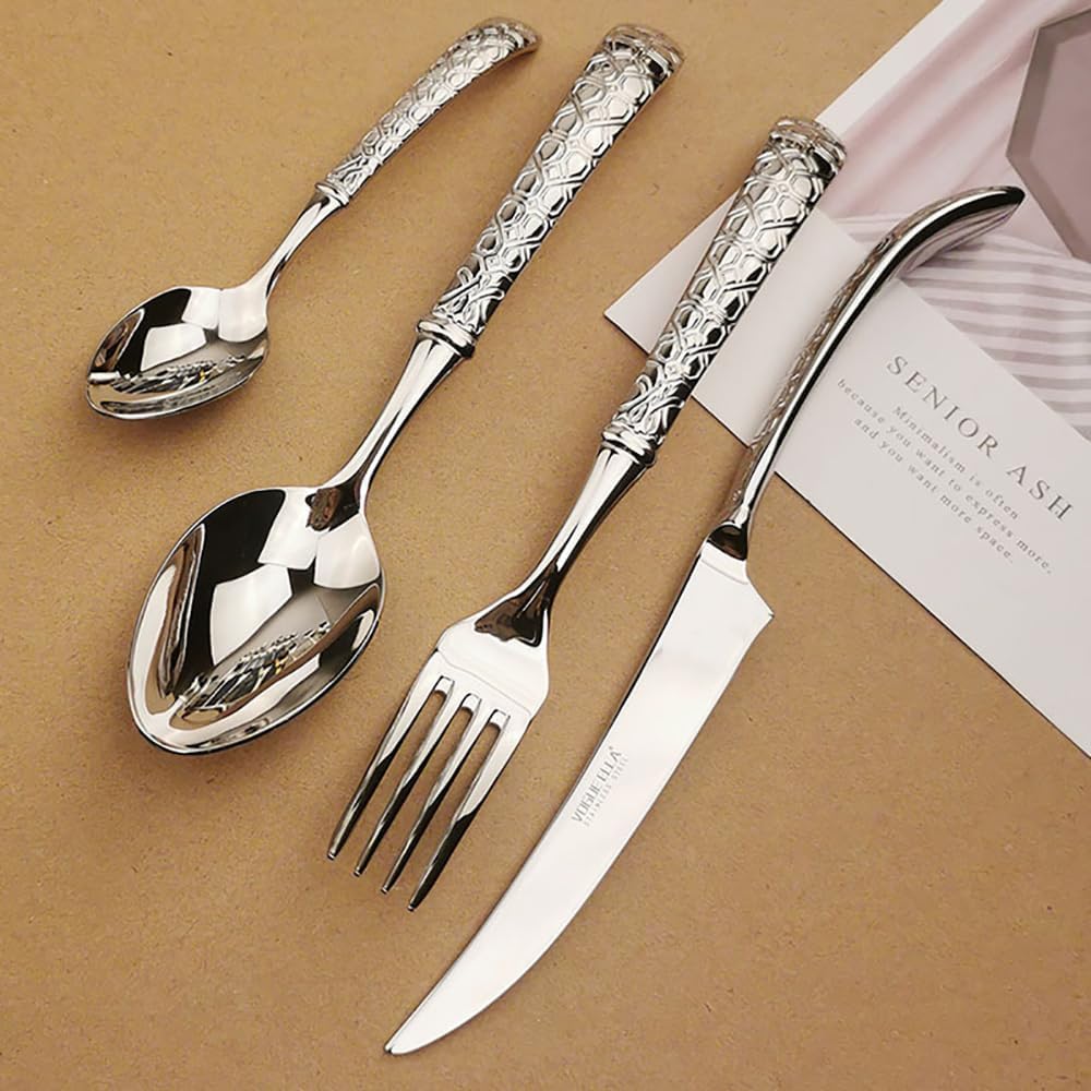 Amazon.com | Hammered Silverware Set,Flatware Set 18/10 Heavy Stainless ...