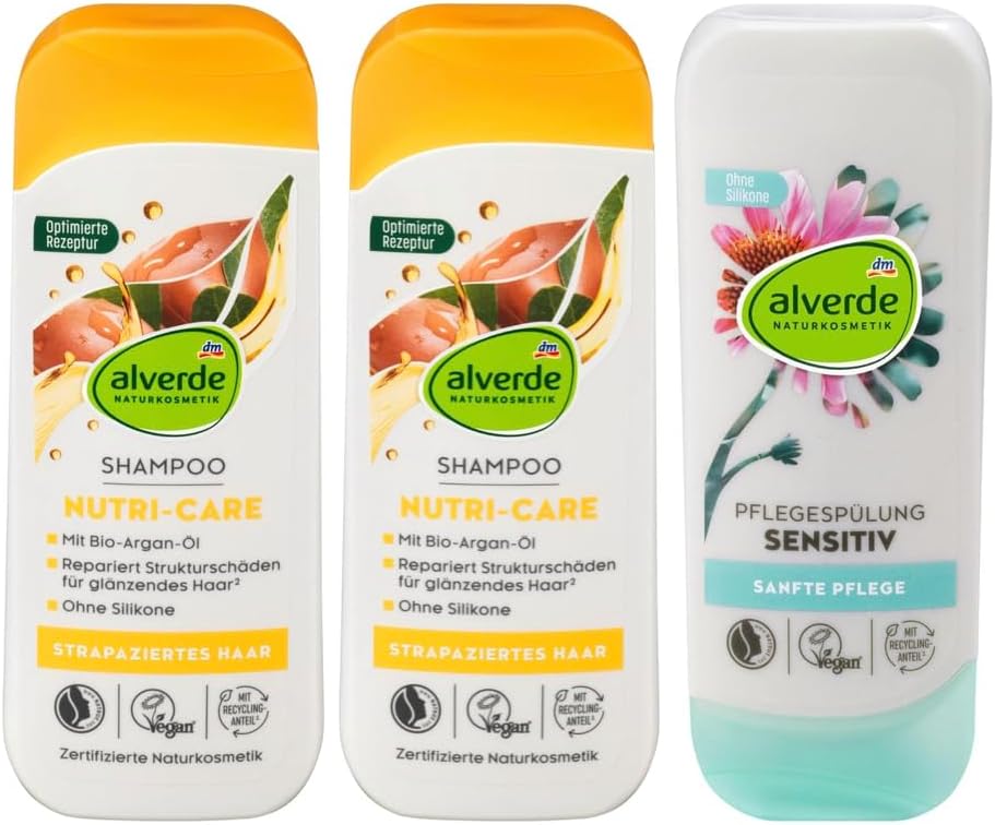 Alverde NATURKOSMETIK 3er-Set Haarpflege: Shampoo NUTRI CARE mit ...