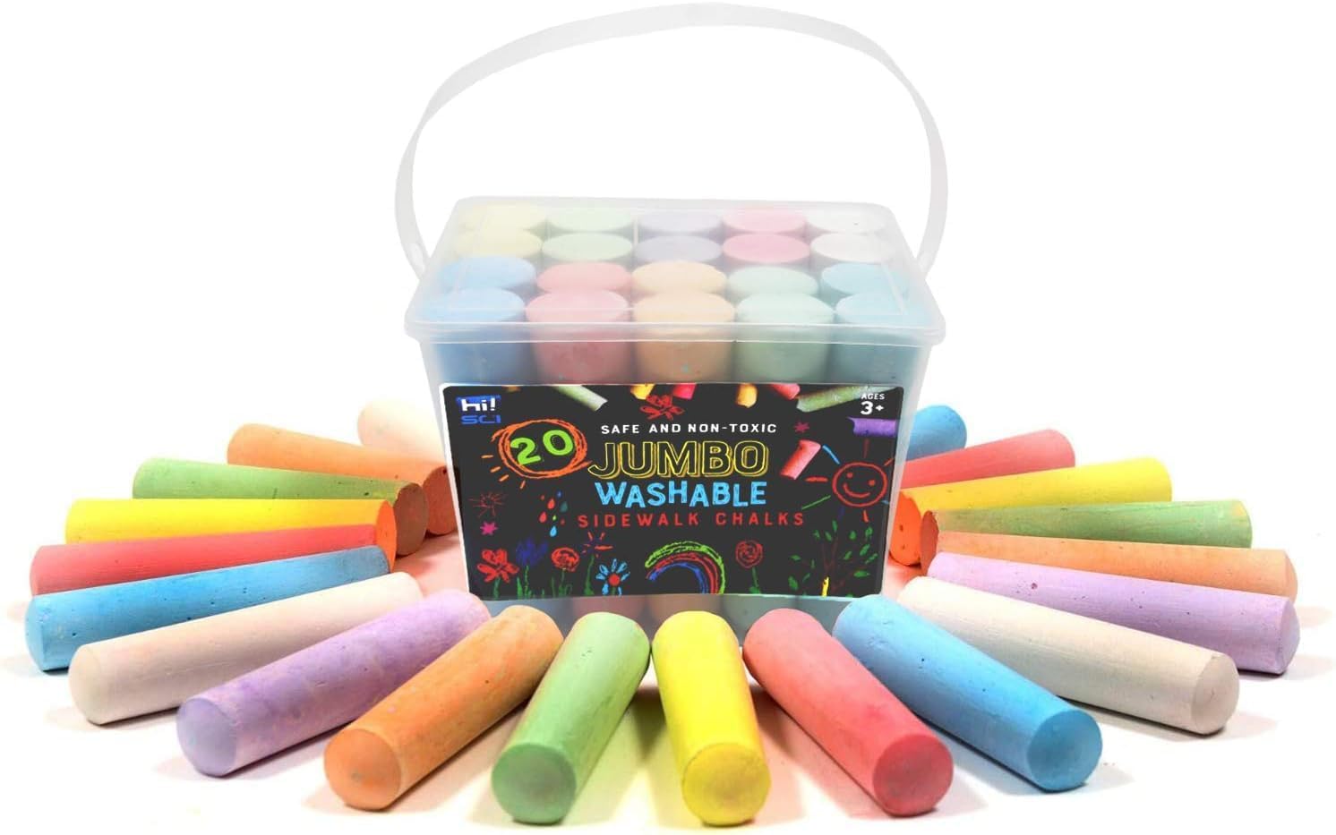 Amazon.com: J-hong Washable Sidewalk Chalk Set- 52 Pieces 7 Colors ...