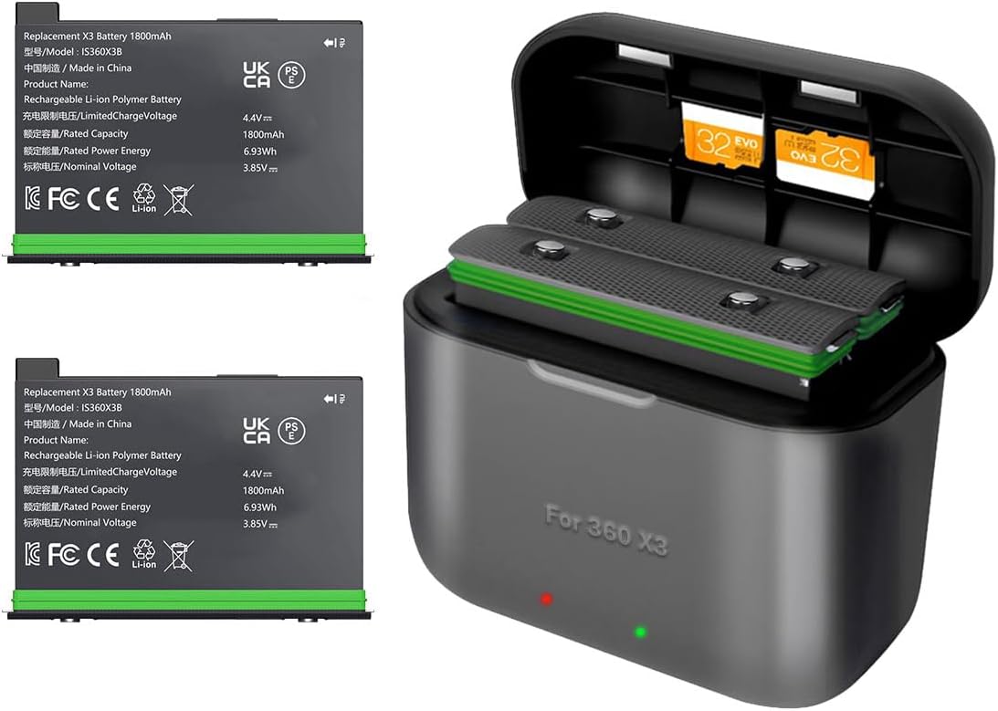 Amazon.com: NBZZ 2 Packs 360 X3 Batteries with Charger Hub for Insta ...