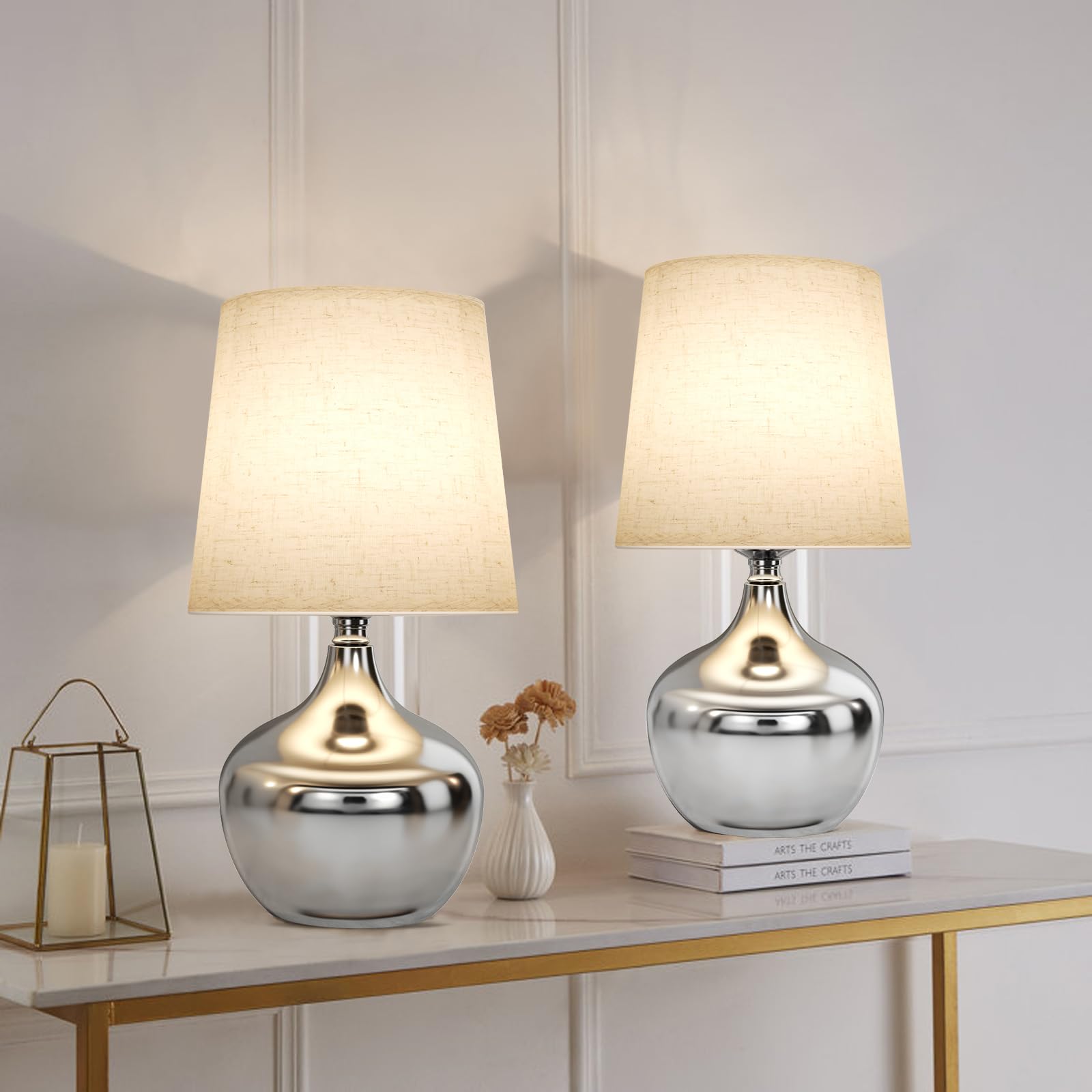 FRIDEKO HOME Night Stand Lamps Set 2 - Metal Touch Table Lamp for ...