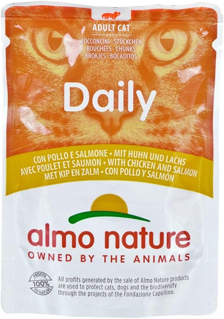 almo nature Daily Cat Food with Chicken and Salmon, 70 g, Pack of 30 ...