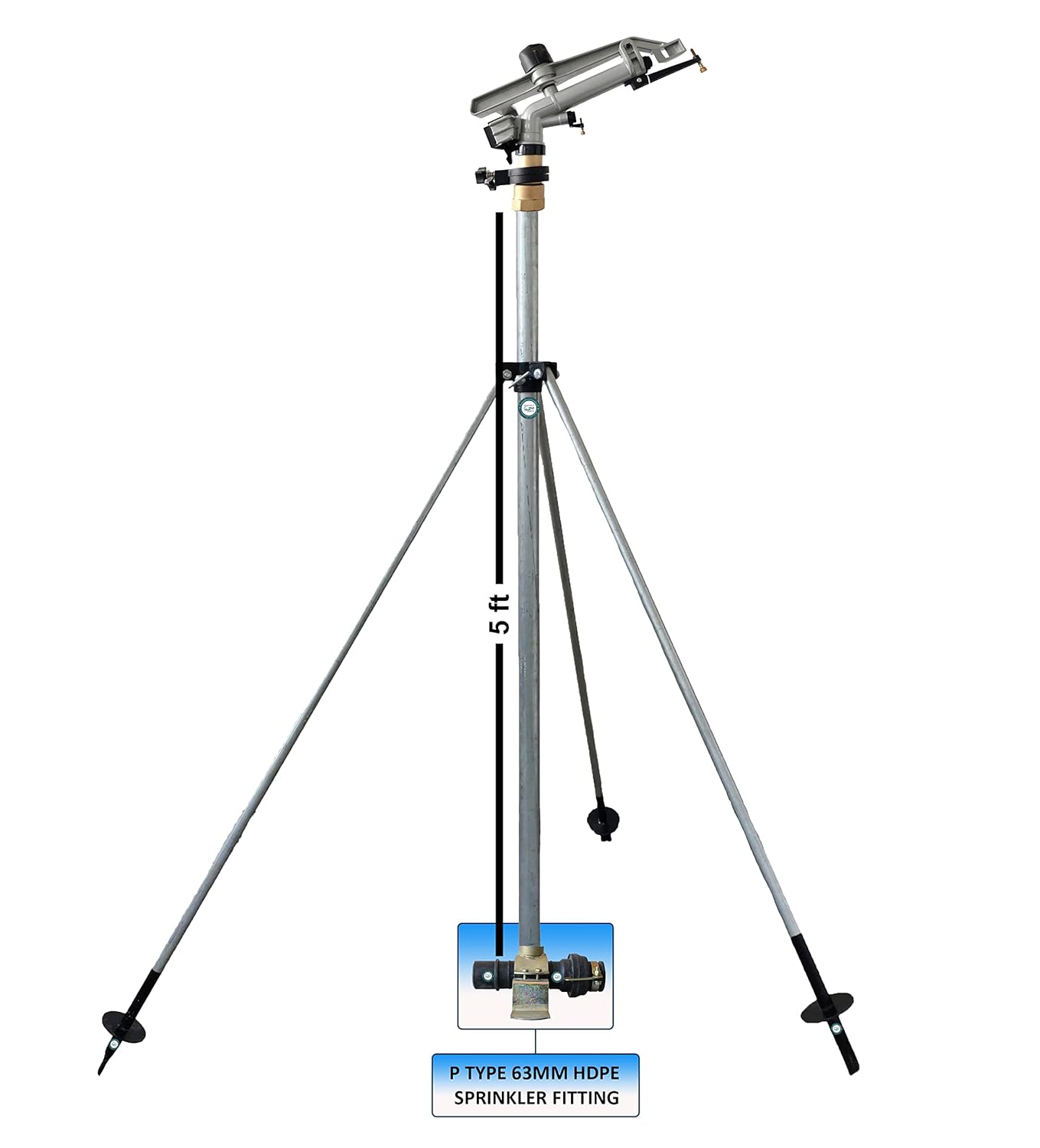 DVI 1.50" inch Brass & Aluminium raingun Set with Pipe Connector | 5FT ...