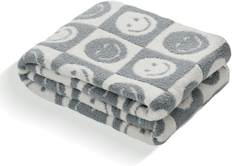 Amazon.com: VBC Checkered Throw Blankets with Smiley Faces Reversible ...