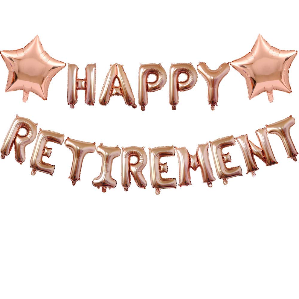 Happy Retirement Banner Rose Gold Retirement Party Decoration The ...