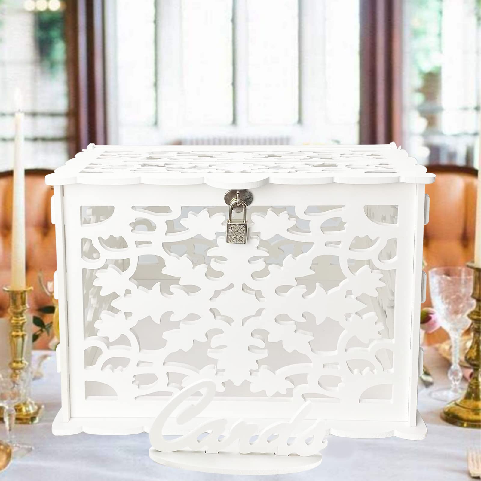 FCDECOR White Wedding Card Box with Lock, Gift Wedding Card Boxes for ...