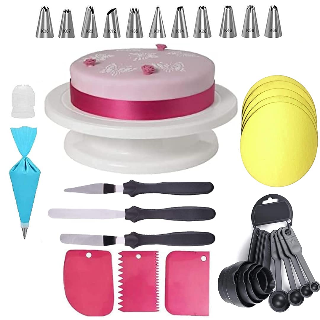 Buy CAKEBAKEMOLD Cake Making Set - Cake Turntable + 8 inch Cake Board 5 ...