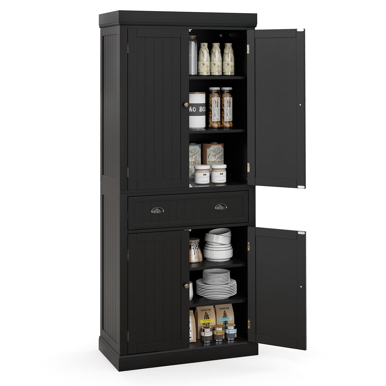 Amazon.com: SILKYDRY 72" Kitchen Pantry Cabinet, Kitchen Cupboard with ...