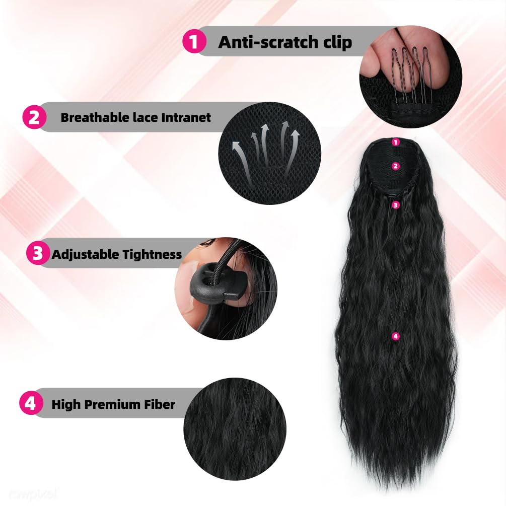 Snapklik.com : Rosmile Corn Wave Drawstring Ponytail 140 Grams Natural ...