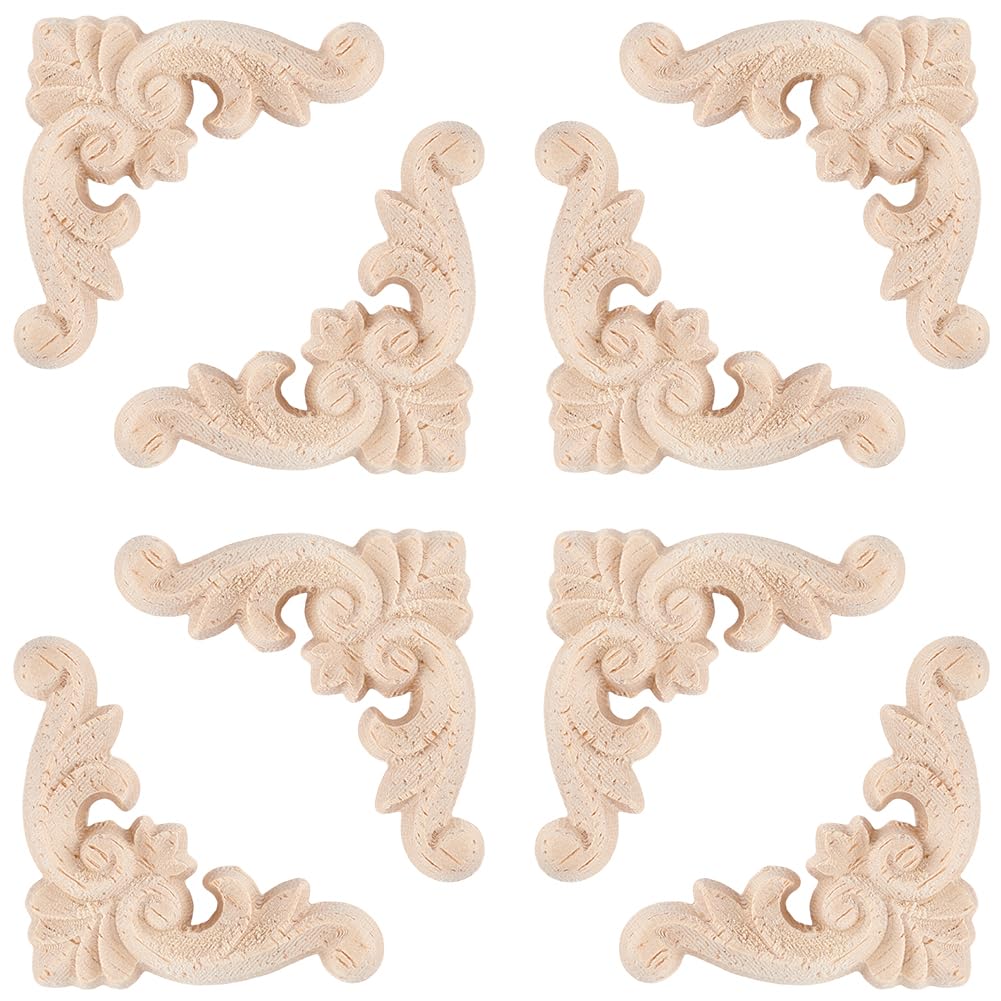 Amazon.com: AHANDMAKER 20 pcs Decorative Wood Applique Onlay Flower ...