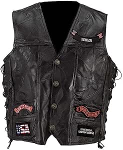 Amazon.com: Diamond Plate™ Rock Design Genuine Buffalo Leather Vest ...