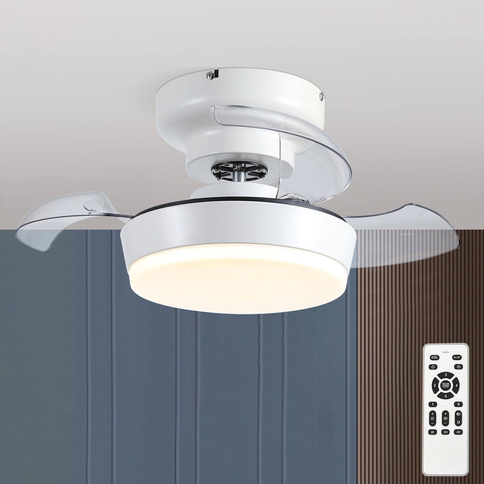 Amazon.com: MADSHNE Low Profile Ceiling Fan with Lights, 24" Small ...