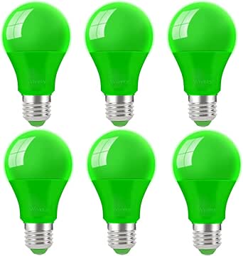 Wivety Green Light Bulb, A19 E26 Base, 9W LED Green Lightbulbs for ...