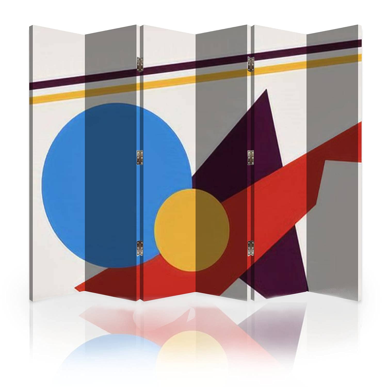 Canvas Room Divider Screen Abstract Colorful Shape Collage Mid Century ...