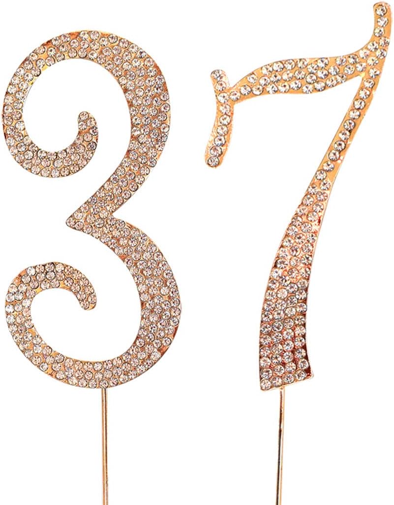 Amazon.com: MAGJUCHE Gold 37" Crystal Cake Topper, Number 37 ...