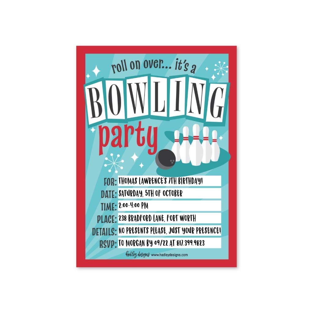 Bowling Invitations For Teen Girls Girl Bowling Birthday Party