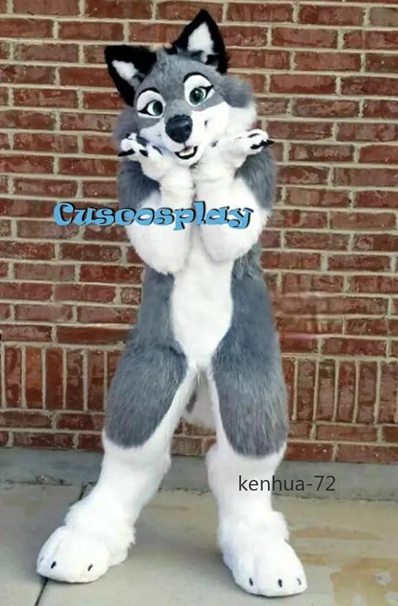 Amazon.com : PROPSCOS Grey White Long Fur Furry Husky Dog Wolf Fox ...