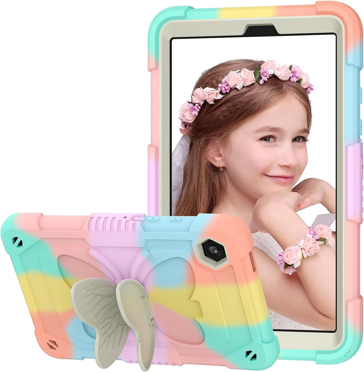 ROUMAYMAY for Samsung Galaxy Tab A9 Case with Kickstand Butterfly Wings ...