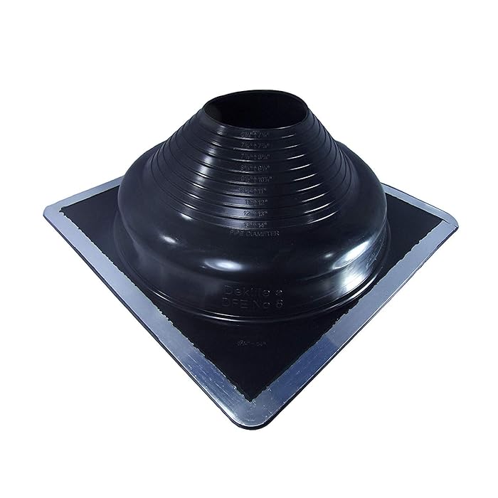 Buy Dektite Premium 8 Black EPDM Metal Roof Pipe Flashing, Square Base ...