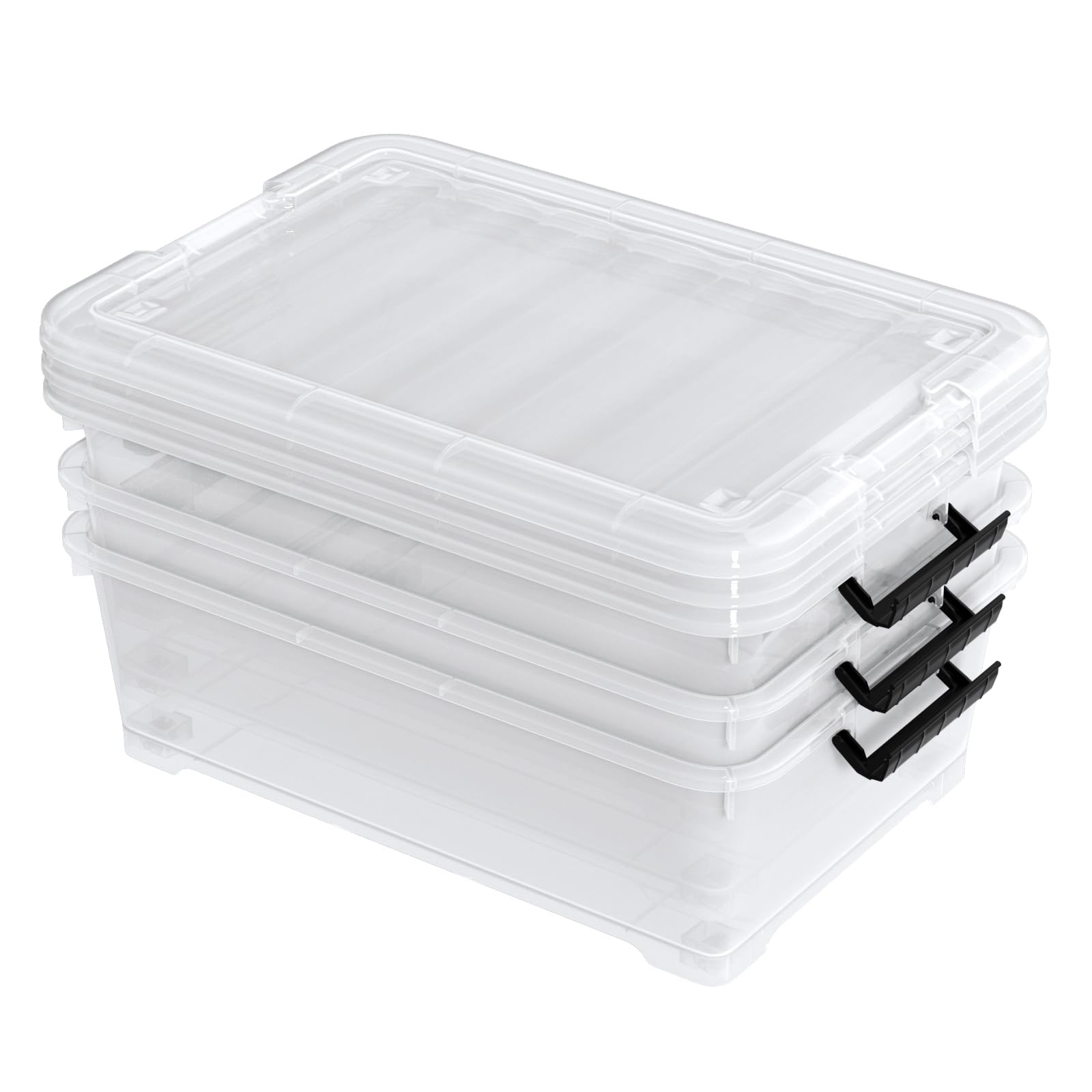 Amazon.com: Ortodayes 3-Pack 20 Quart Clear Storage Boxes with Wheels ...