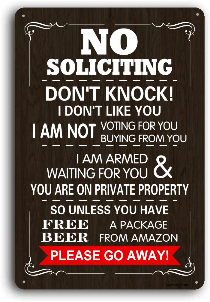 Amazon.com : Locmorly No Soliciting Sign for House, 12x16 Inch ...