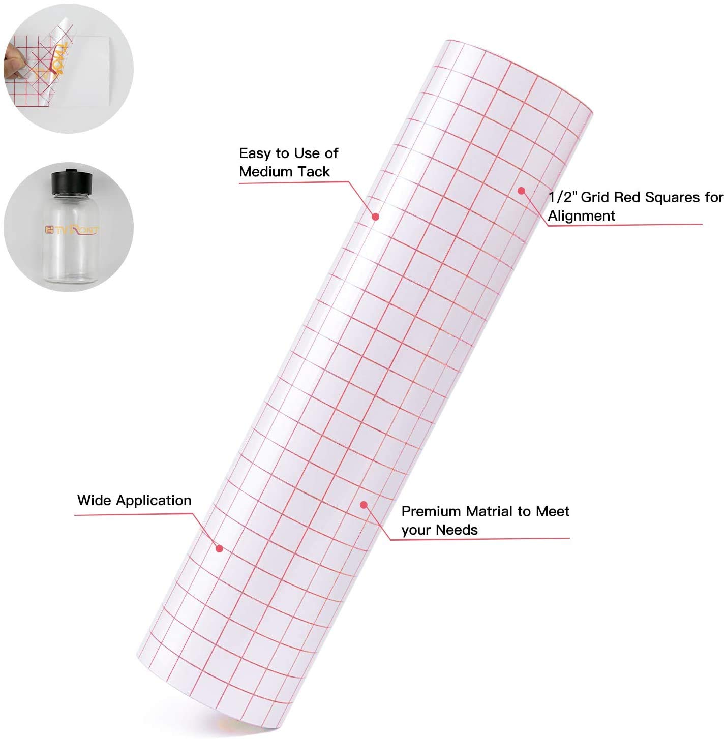 Buy Clear Vinyl Transfer Paper Tape Roll-12x30 FT w/Alignment Grid ...