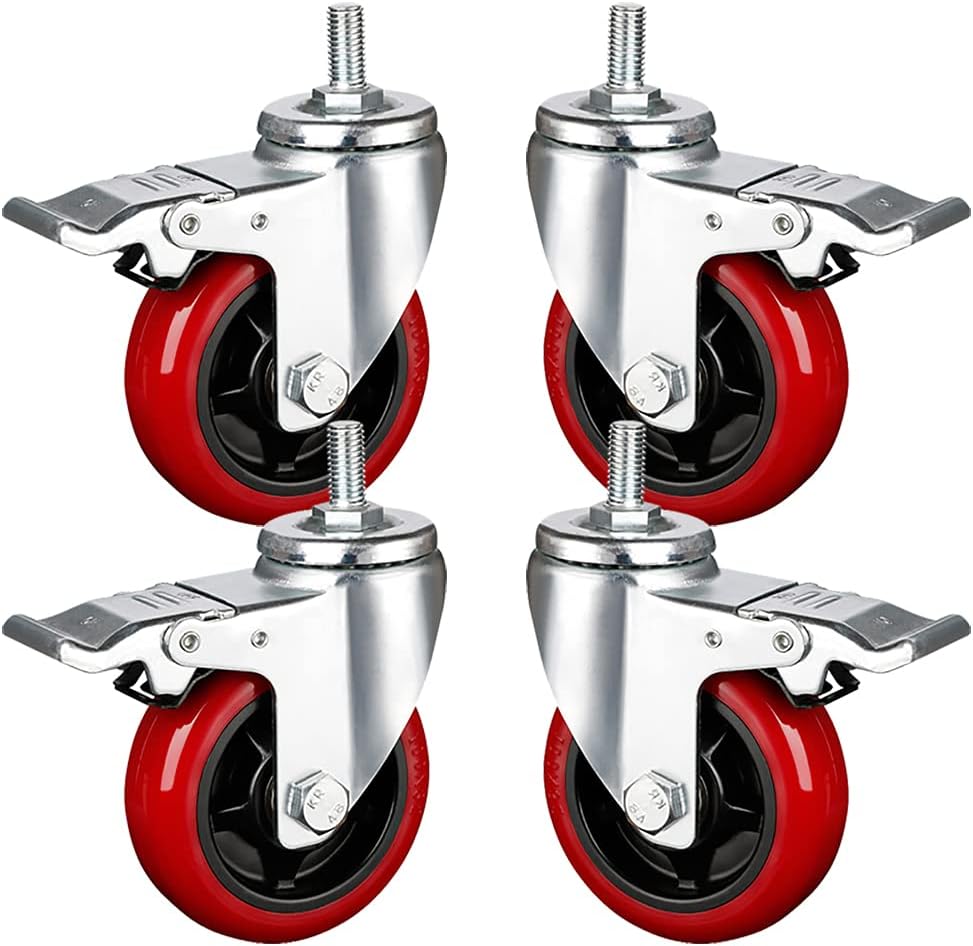 4 inch Heavy Duty Caster,M12 Swivel Stem Casters with Brake,Lockable ...