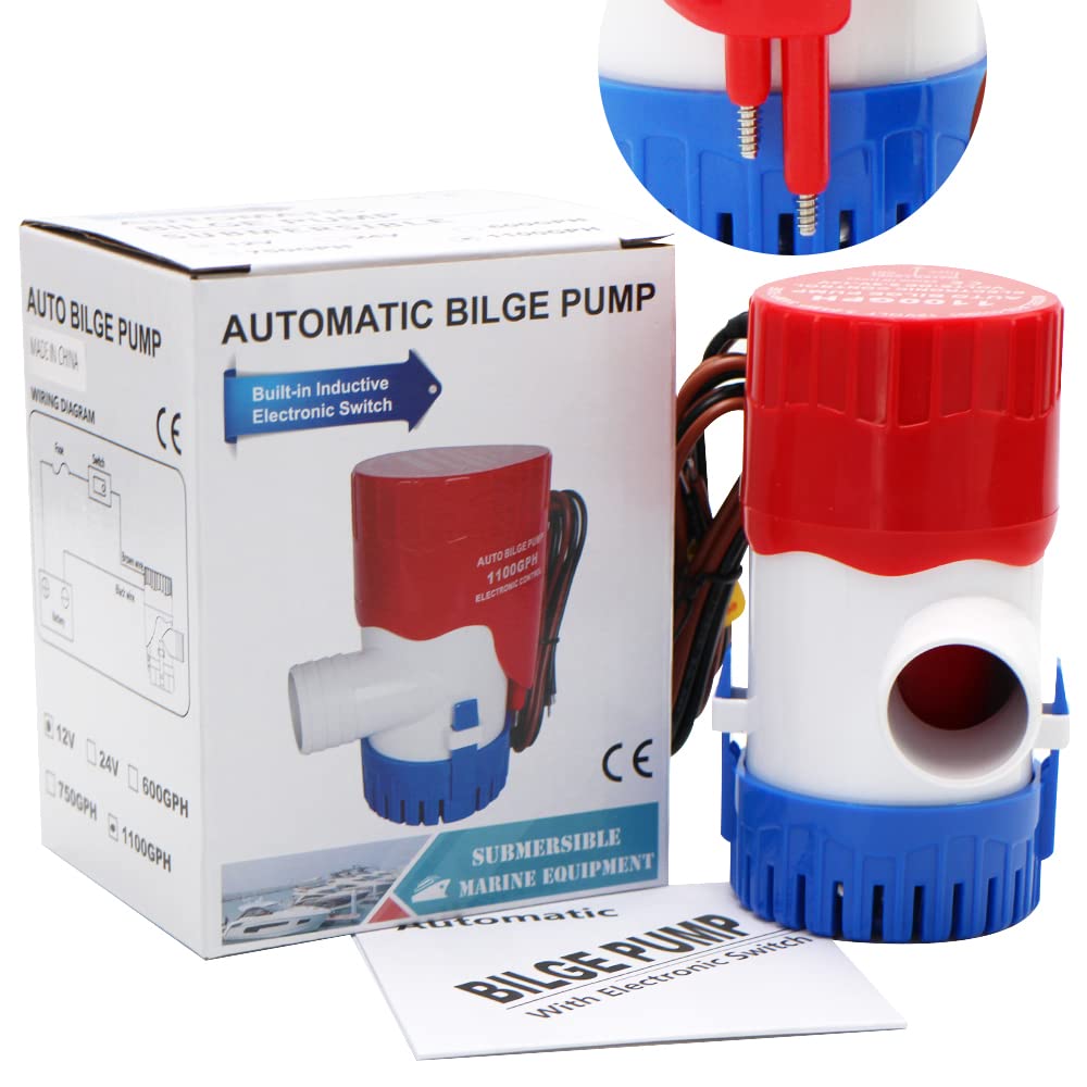 Amazon.com: HUIXHAO 1100gph Auto Bilge Pump Electric 12V with electrode switch for Boat ...