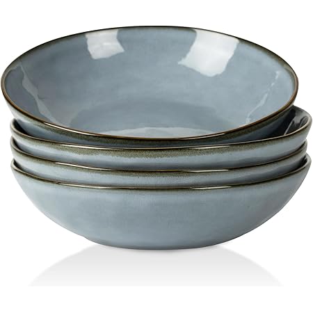 Amazon.com | famiware Large Pasta Bowls Set of 4, Ocean Round 8.5 ...