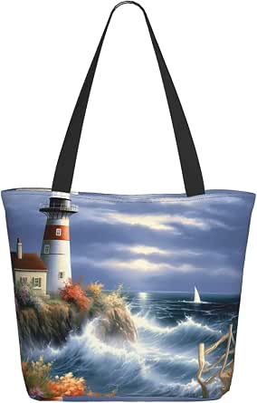 Amazon.com: DWVTSLH Lighthouse Diamond Painting Tote Bag for Women ...
