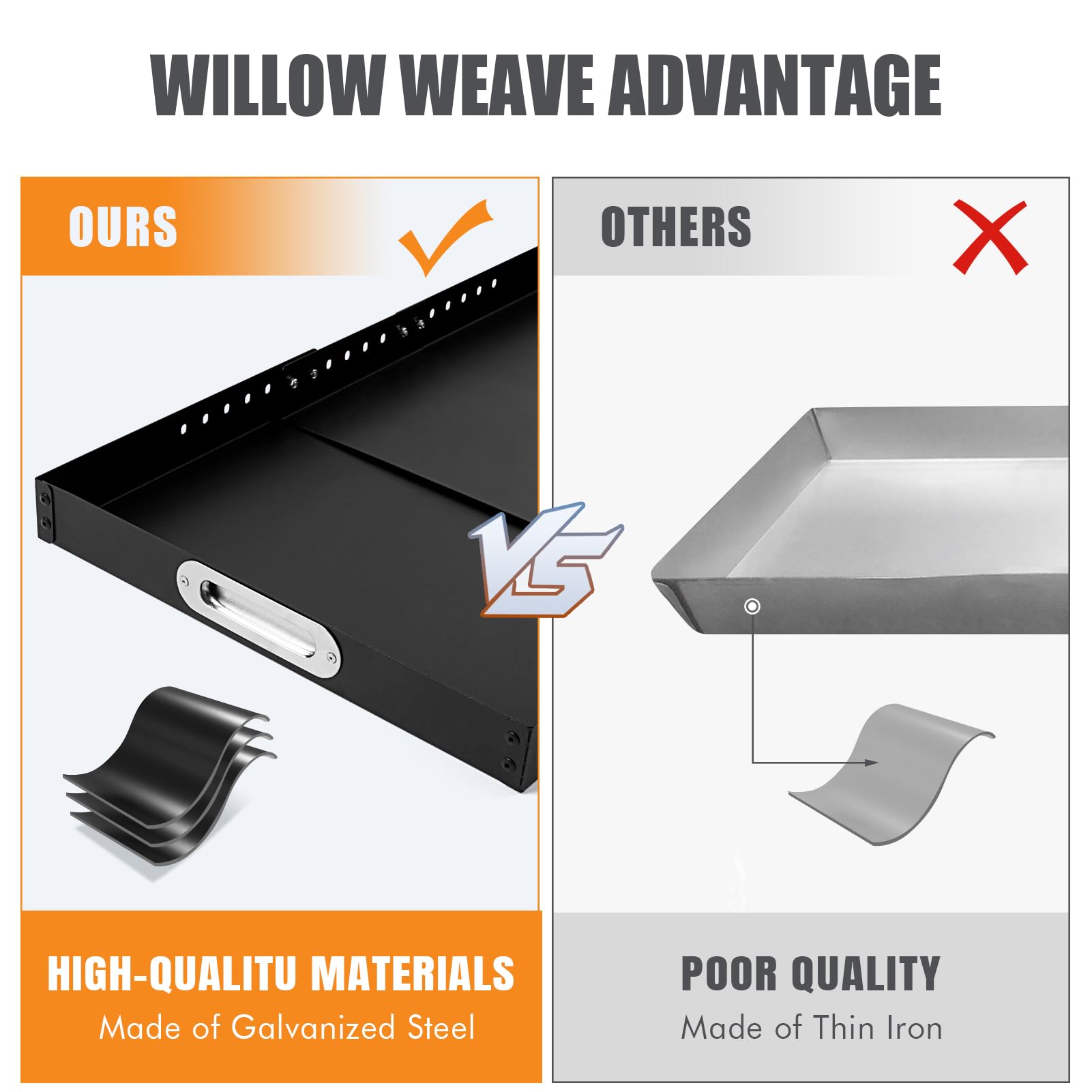 WILLOW WEAVE Adjustable Fireplace Tray | Sturdy Fireplace Ash Pan with ...