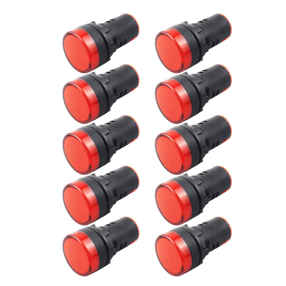 Snapklik.com : 10Pcs Red Indicator Light AC/DC 12V