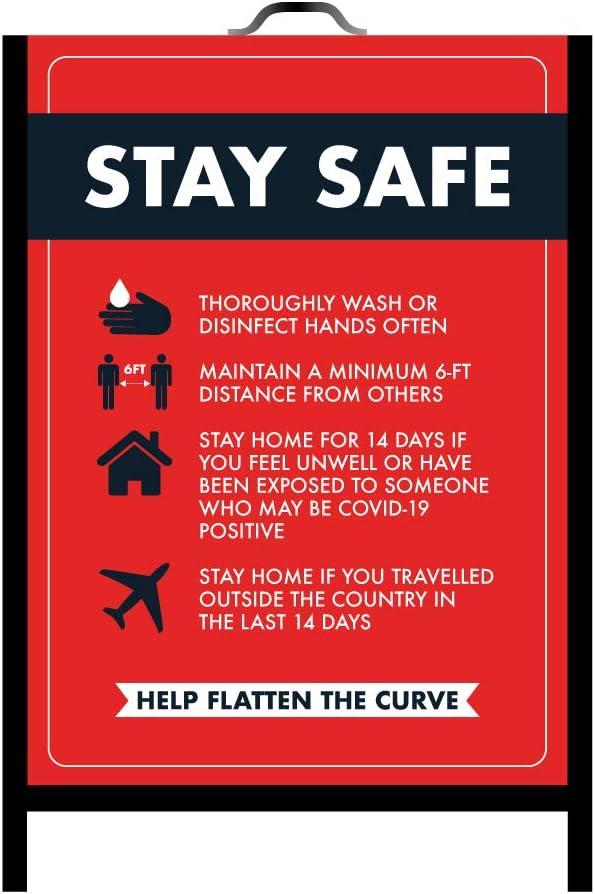 Covid 19 Safe Practices Double Sided A-Frame Display Stand - 24" x 32 ...