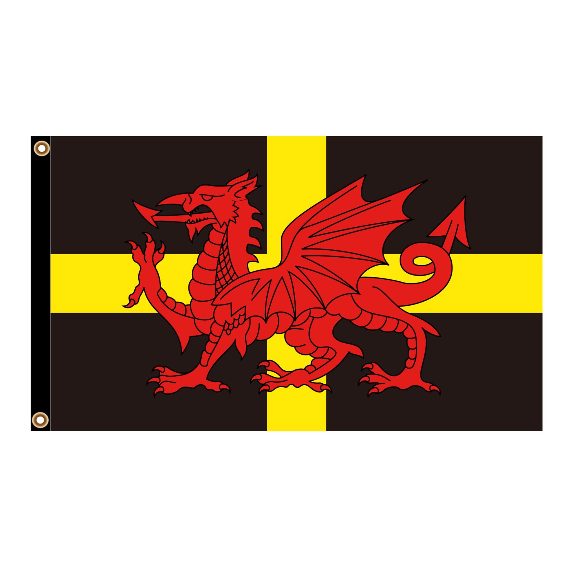 PinkDisplay Black Wales flags Welsh Dragon 3x5ft(90x150cm) eyelets and ...
