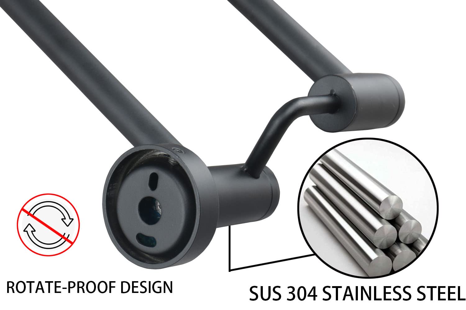 TocTen Double Bath Towel Bar - Thicken SUS304 Stainless Steel Towel ...